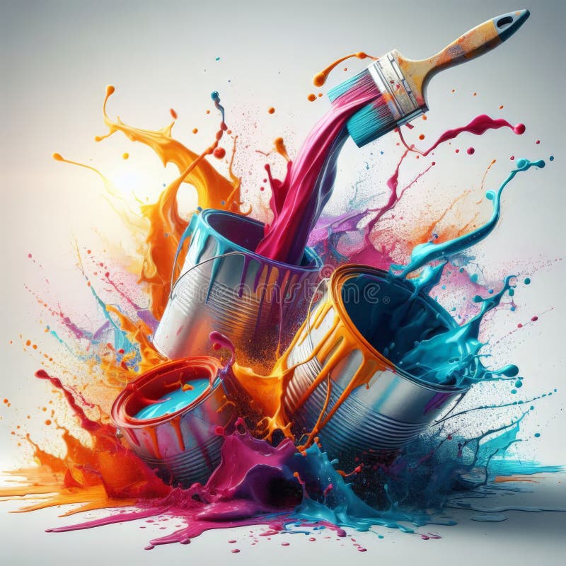 Paint Buckets Crash Down in a Colorful Spray of Paint and Patterns ...
