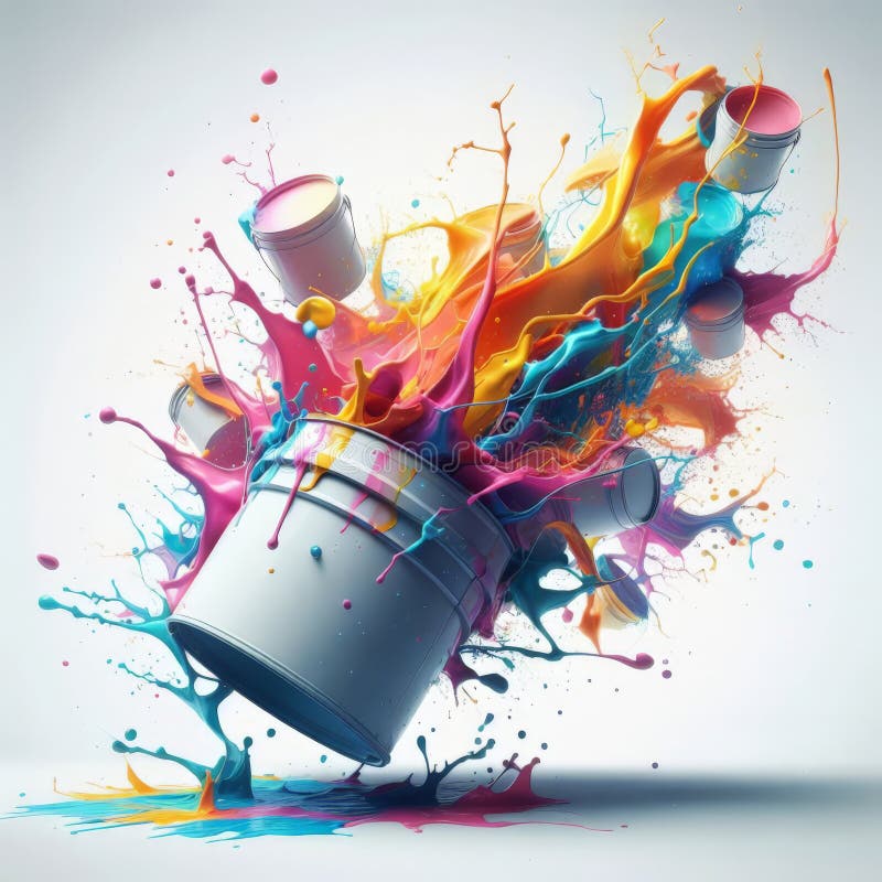 Paint Buckets Crash Down in a Colorful Spray of Paint and Patterns ...