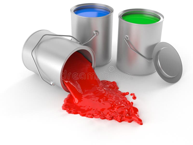 Paint Buckets - With Colored Paint Stock Illustration - Illustration of ...