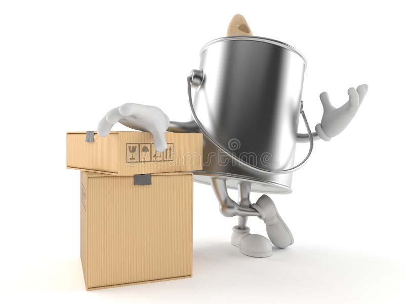 Paint Can Character with Stack of Boxes Stock Illustration ...