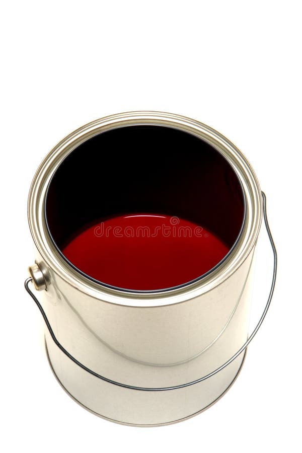Paint Can with Red Color Mix Isolated on White Stock Photo - Image of ...