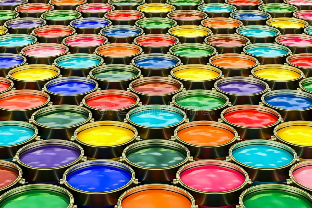 Paint Cans, Background. 3D Rendering Stock Illustration - Illustration of design, paintbrush ...