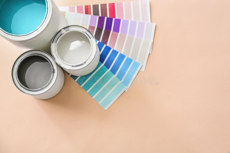 Color Palette Samples in Male Hand Isolated on White Stock Image ...