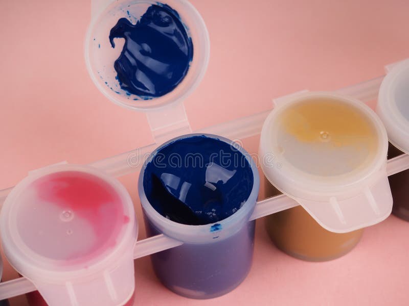 Paint Cans. Watercolor Paints, Poster Paints in Mini Cans Stock Image ...