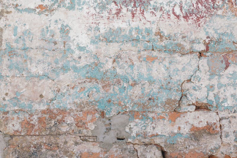 Paint Chipped Brick Textured Wall, Close Up Stock Image - Image of ...