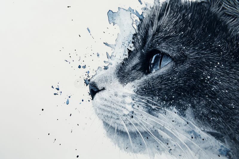 Paint a Close-up of a Small, Charming, Barking Cat Using Watercolor ...