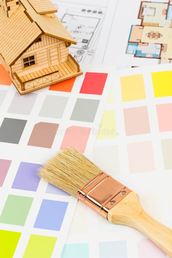 Paint Color Sample Catalog with Brush, Drawing Stock Image - Image of ...