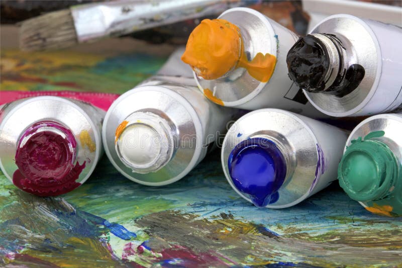 Paint Colors on Artist Palette Stock Image - Image of painter, abstract ...