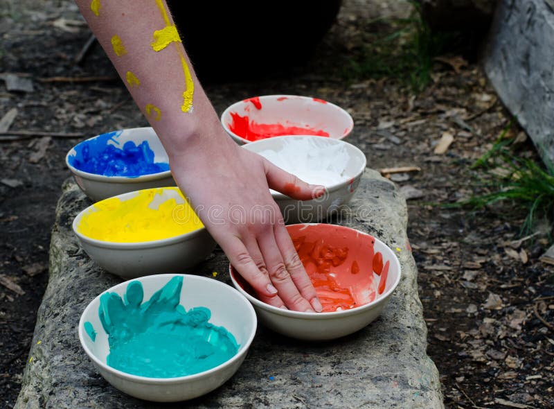 Paint colors stock image. Image of yellow, blue, brown - 61740591