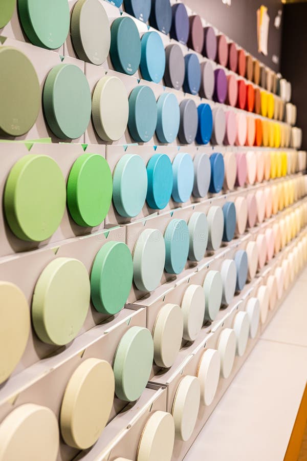 Paint Colour Palette on Display in a Store.. Stock Image - Image of ...