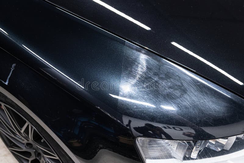 Before-after Paint Correction Shows One Side Scratched Stock Photo ...