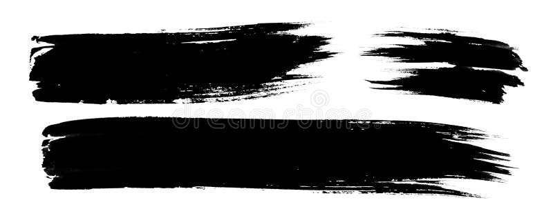 Paint Drawing Set of Black Smear on White Background. Hand Drawn ...
