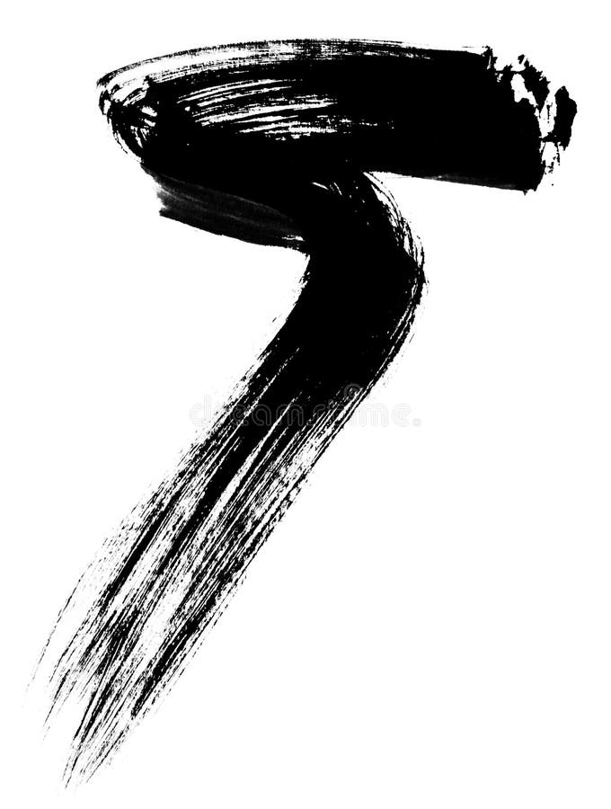 Paint Drawing Set of Black Smear on White Background. Hand Drawn ...