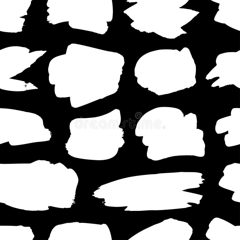 Paint Drawing Seamless Pattern Black and White Smear. Hand Drawn ...