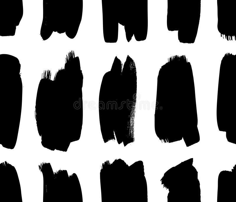 Paint Drawing Seamless Pattern Black and White Smear. Hand Drawn ...
