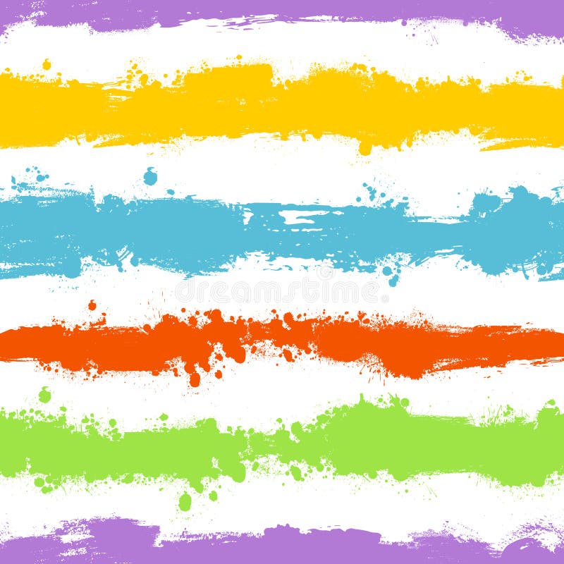 Paint Drawing Seamless Pattern Color Brushstroke. Hand Drawn Abstract ...