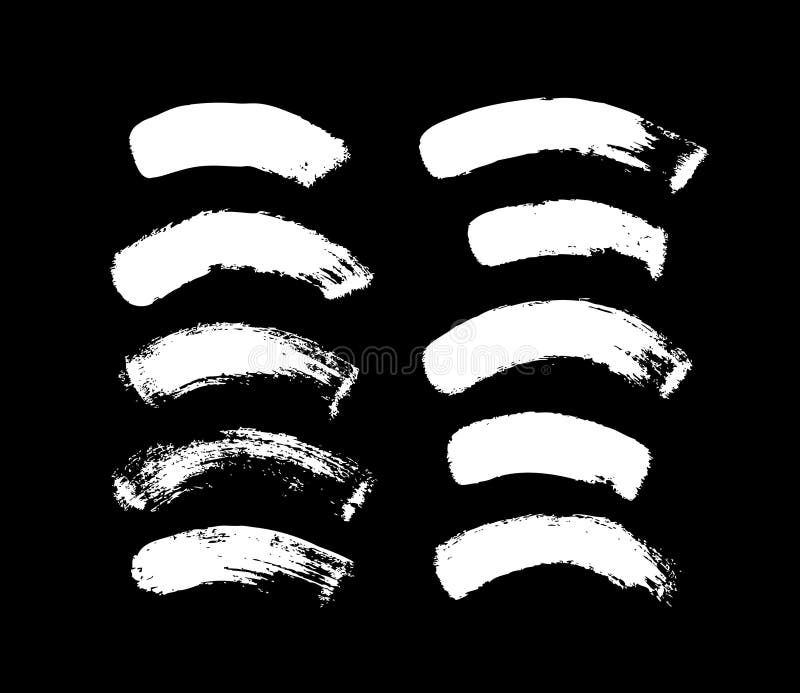 Paint Drawing Set of Black Smear on White Background. Hand Drawn ...