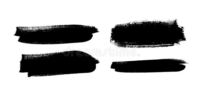 Paint Drawing Set of Black Smear on White Background. Hand Drawn ...