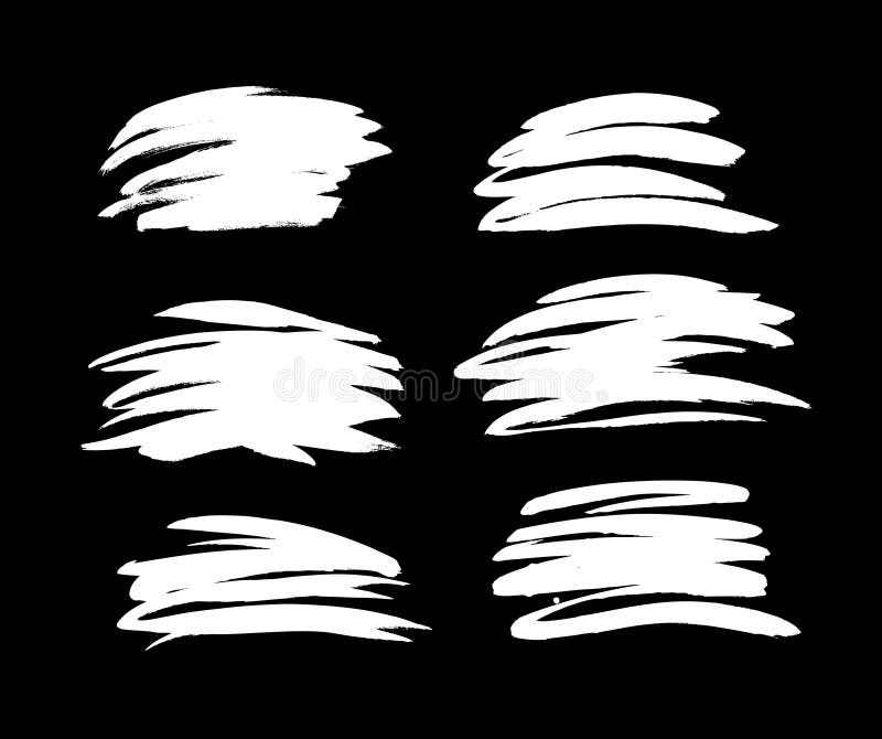 Paint Drawing Set of Smear Black and White. Hand Drawn Abstract ...