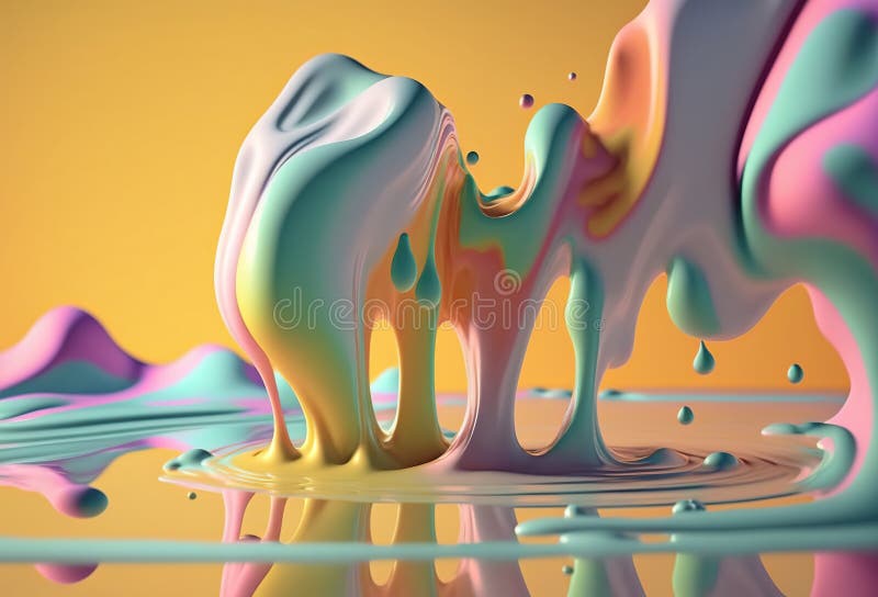 Paint Drip Graphic Fluid Pastel Creamy Liquid Drop Generative Ai Stock ...