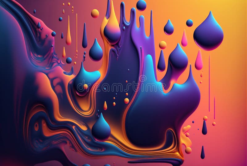 Paint Drop Graphic Fluid Neon Gradient Ink Splash Generative Ai Stock ...