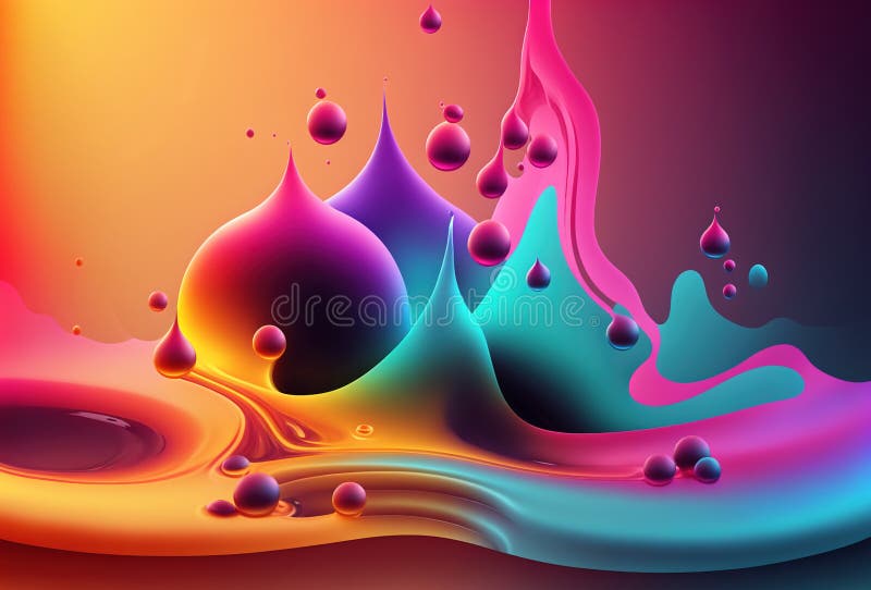 Paint Drop Graphic Fluid Neon Ink Spatter Wave Generative Ai Stock ...