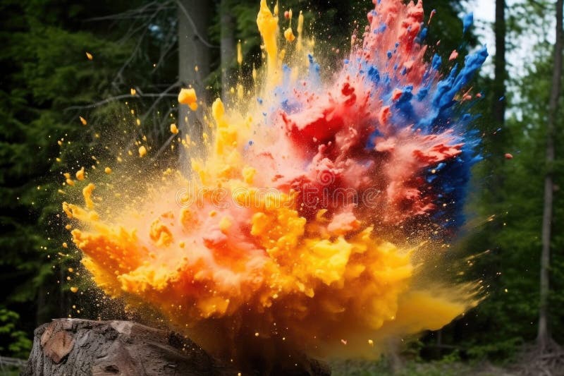 Paint Explosion Caught Mid-air in Nature Stock Illustration ...