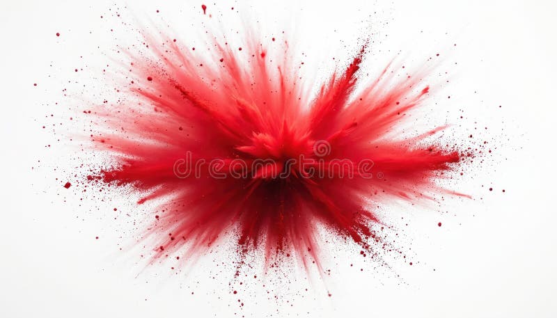 Paint Explosion. Red Holi Powder Splash, Burst with Flying Particles on ...