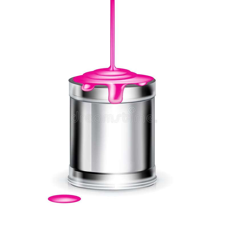 Paint Falling in Metal Bucket on White Stock Vector - Illustration of ...