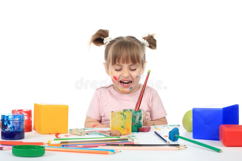 Paint girl stock photo. Image of hobby, happiness, artist - 8195022