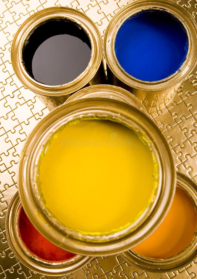 Paint and gold cans stock photo. Image of decorating, colourful - 2976658