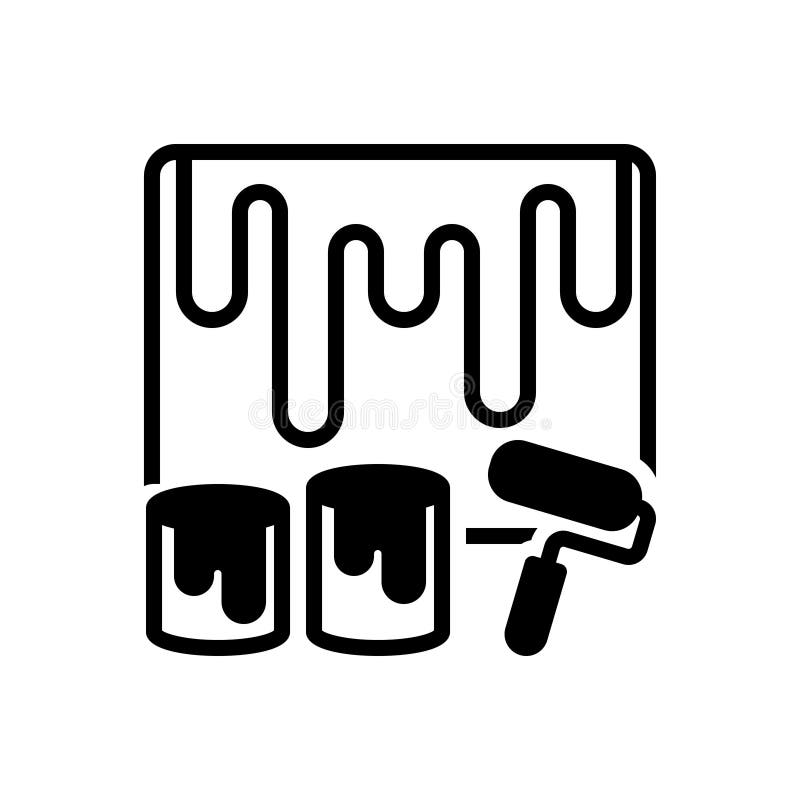 Mix Icon For Paint Roller, Painting And Decoration Stock Illustration ...