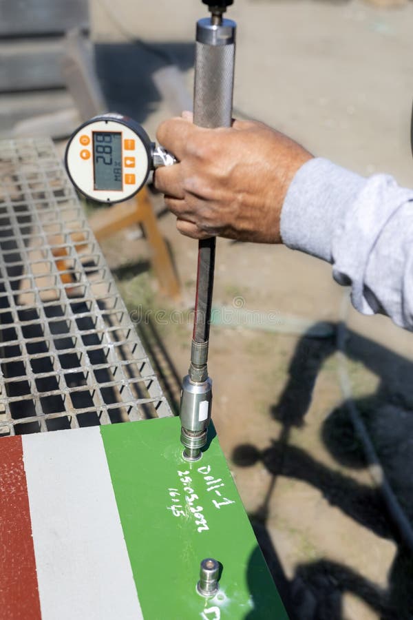 Paint Inspector is Testing Pull-off Adhesion (dolly) Test for Coating ...