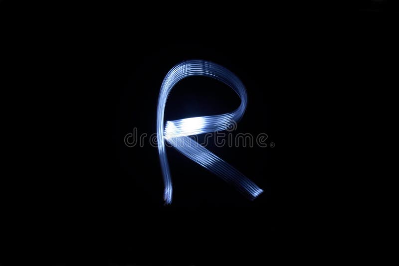 Paint with Light on Black Background Letter R Stock Image - Image of ...