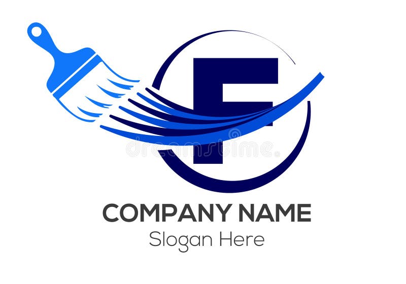 Paint Logo on Letter F Template. Paint Logo on F Letter, Initial Paint ...