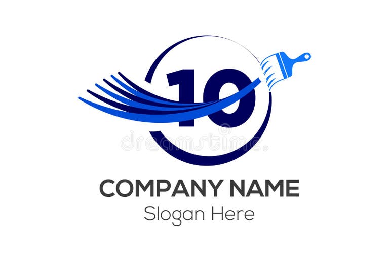 Paint Logo on Letter 10 Template. Paint Logo on 10 Letter, Initial ...