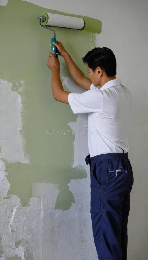 Paint Man Wall Roller Construction Asean Ladder Engineer Painting Paint ...