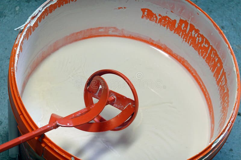 Paint mixer to paint stock image. Image of roller, bucket - 96065421