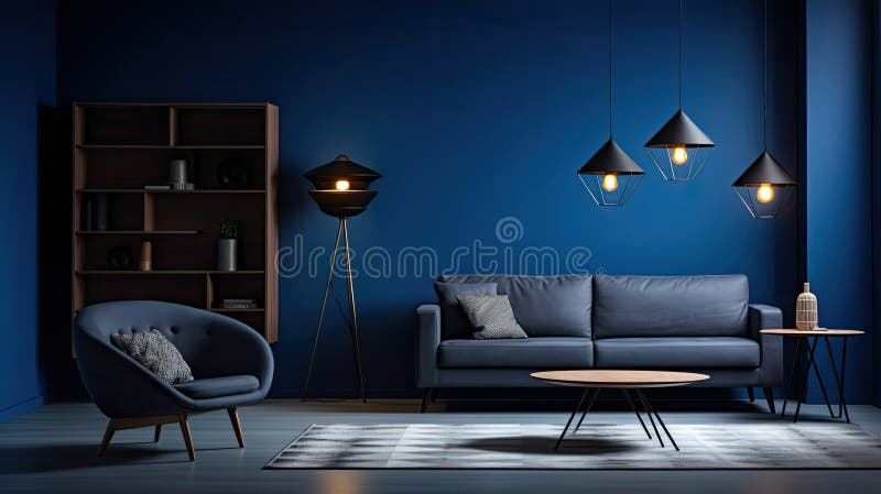 Paint navy blue wall stock illustration. Illustration of modern - 307627610