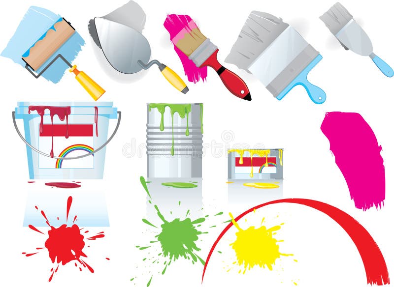 Paint and painting icons stock vector. Illustration of illustrated ...