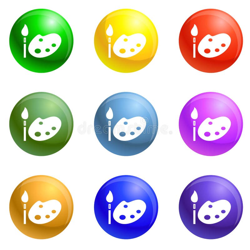 Paint Pallete Icons Set Vector Stock Vector - Illustration of equipment ...
