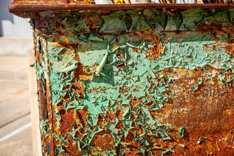 Paint Pealing Off an Old Rolling Bin. Stock Image - Image of orange ...