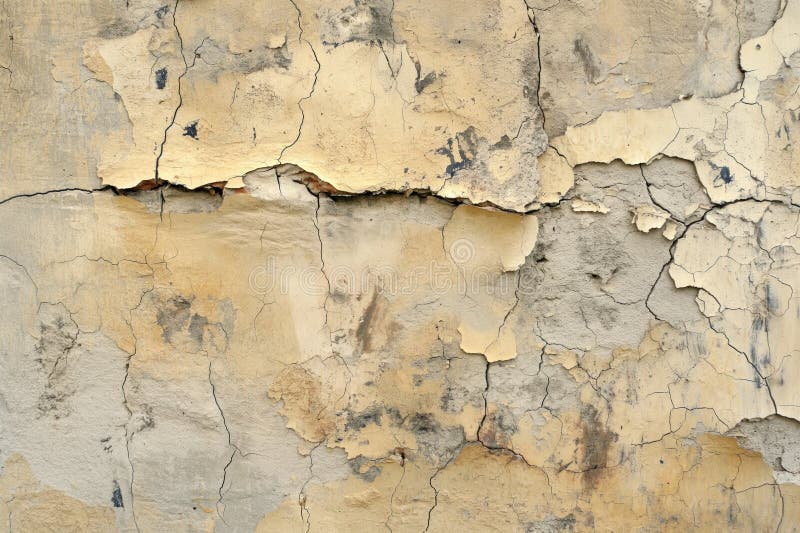 Weathered Concrete Wall with Cracks and Chips. Paint Peeling Off ...