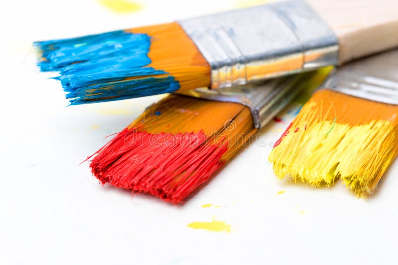 Paint a Picture on a Paper with a Brush Stock Image - Image of ...