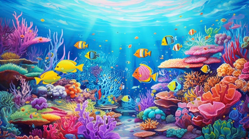 A Picture of a Vibrant Coral Reef Stock Illustration - Illustration of ...