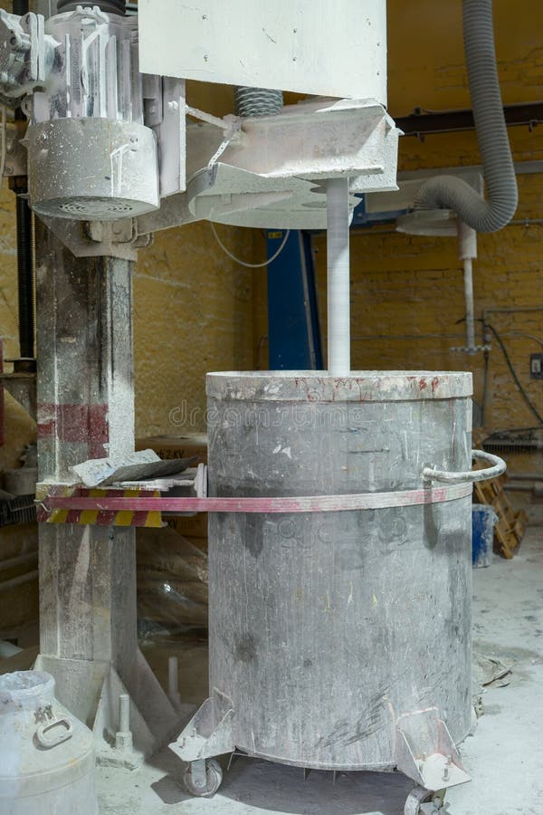 Paint Production Workshop. in a Large Industrial Container, Components of Acrylic Paint are ...