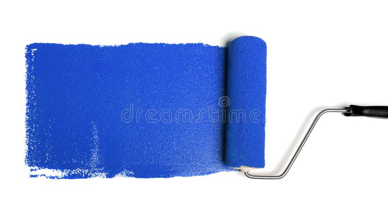 Paint Roller with Blue Paint Stock Image - Image of white, wall: 9837265