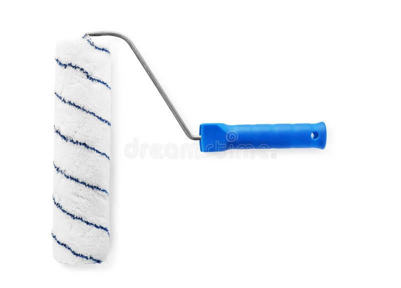 Paint Roller Brush with Blue Handle on White Stock Photo - Image of ...