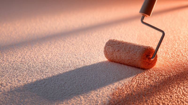 Paint Roller Brushing Fresh Coat on Textured Wall Stock Photo - Image ...