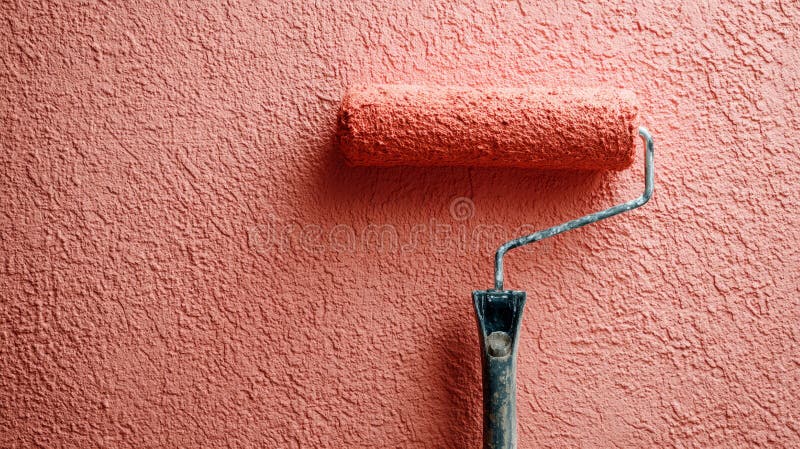 Paint Roller Brushing Fresh Coat on Textured Wall Stock Image - Image ...